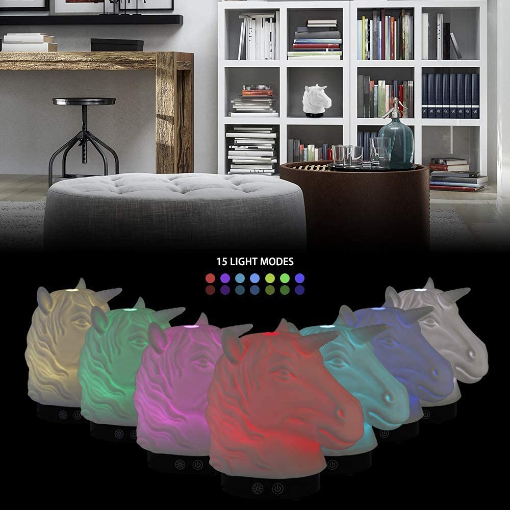 Essential Oil Diffuser 160 ml Cool Mist Humidifier - 7 Color LED Humidifiers Pineapple and Unicorn US120V