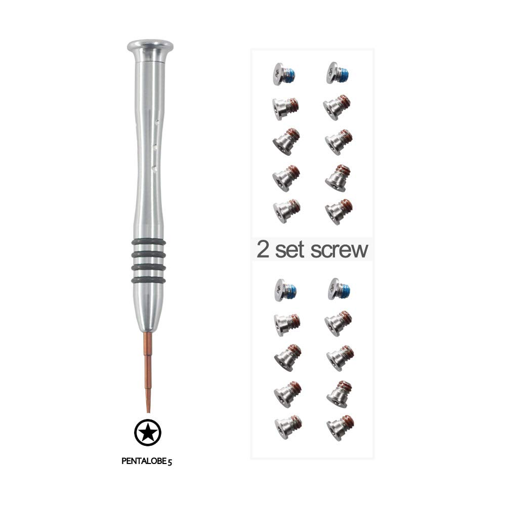 GODSHARK Repair Replacement Screws with Screwdriver for MacBook Pro 13 or 15 inch Retina Display A1398 A1425 A1502 2012-2015, Bottom Case Cover P5 Pentalobe Repair Tool Kit Laptop PC Computer