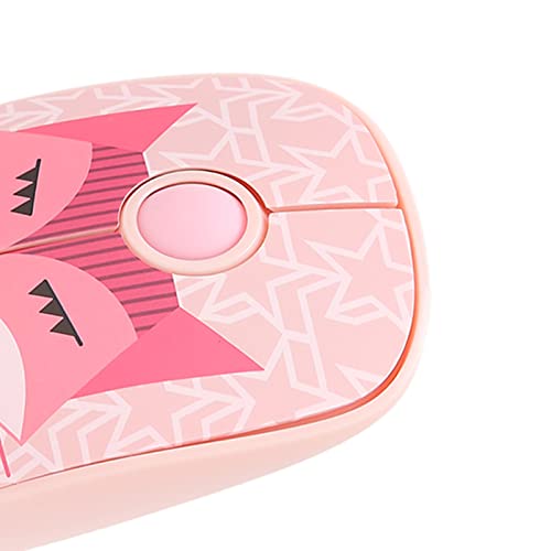 GOWENIC 2.4G Wireless Mouse, Cute Cartoon Pink Fox Pattern Mouse, Laptop Silent Wireless Gaming Mouse Three Intelligent Sleep Modes Mice, for Laptop, Notebook