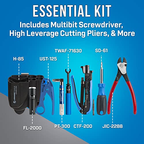 Jonard Tools TK-82 COAX Tool Kit - 8 Piece COAX Cable Network Tool Kit Featuring Coaxial Cable Stripper RG59 / RG6 / RG7 / RG11, CATV Tools and Compression Tool for Long F Connector