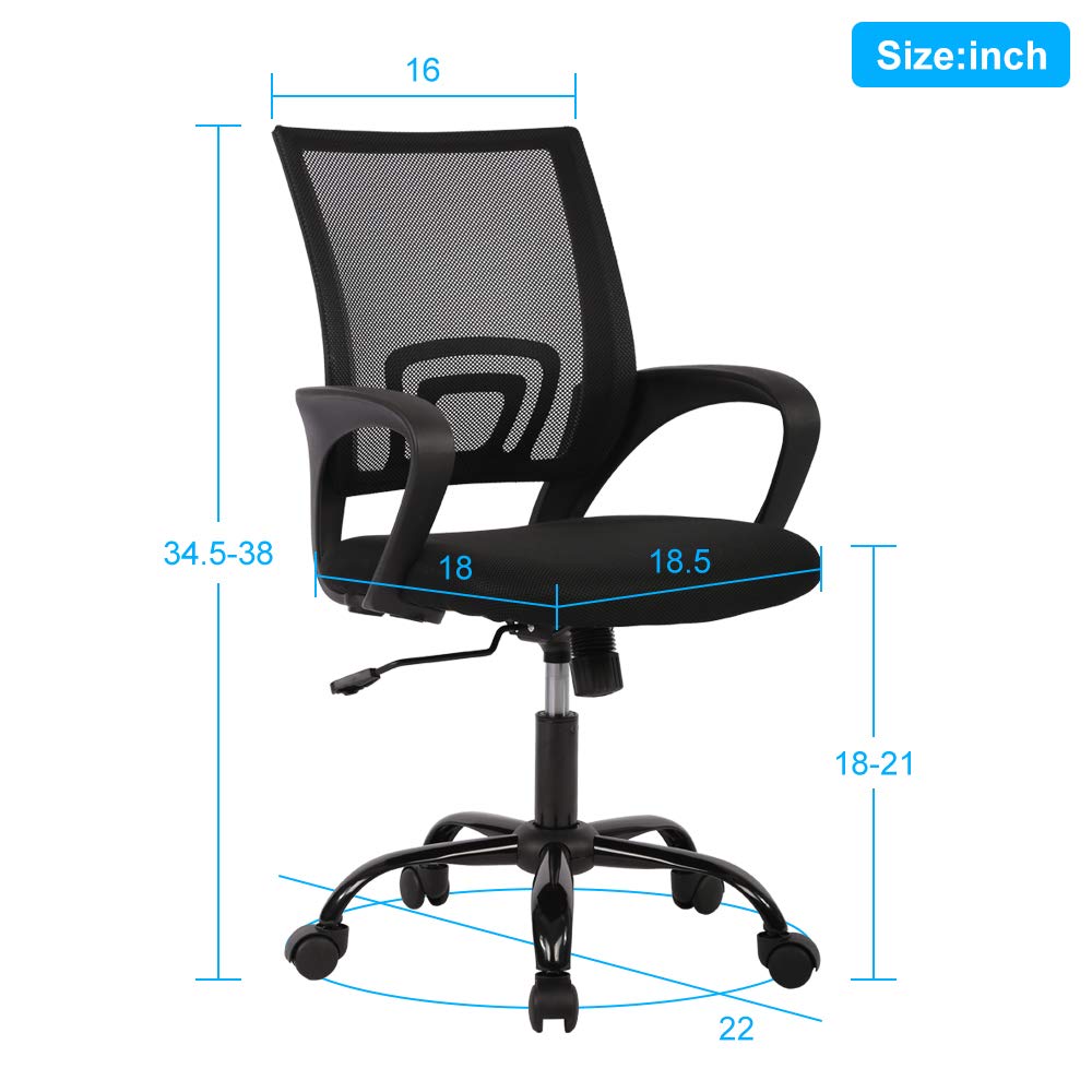 Ergonomic Office Chair,Mid Back Home Office Chair Mesh Office Chair with Lumbar Support Adjustable Computer Chair Task Rolling Swivel Chair Pink Desk Chair with Arms for Working,Meeting