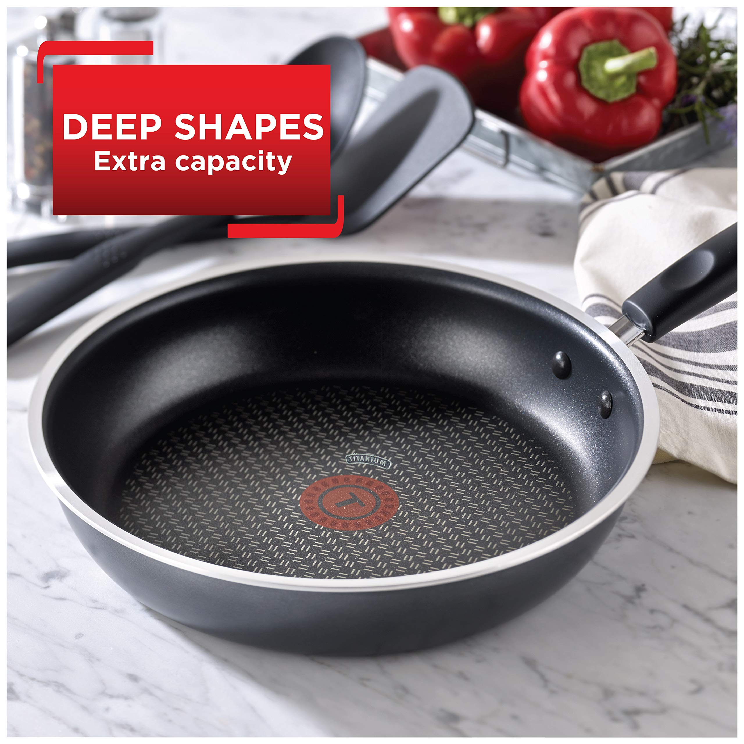 T-fal Signature Nonstick Fry Pan 12 Inch Oven Safe 350F Cookware, Pots and Pans, Dishwasher Safe, Gray