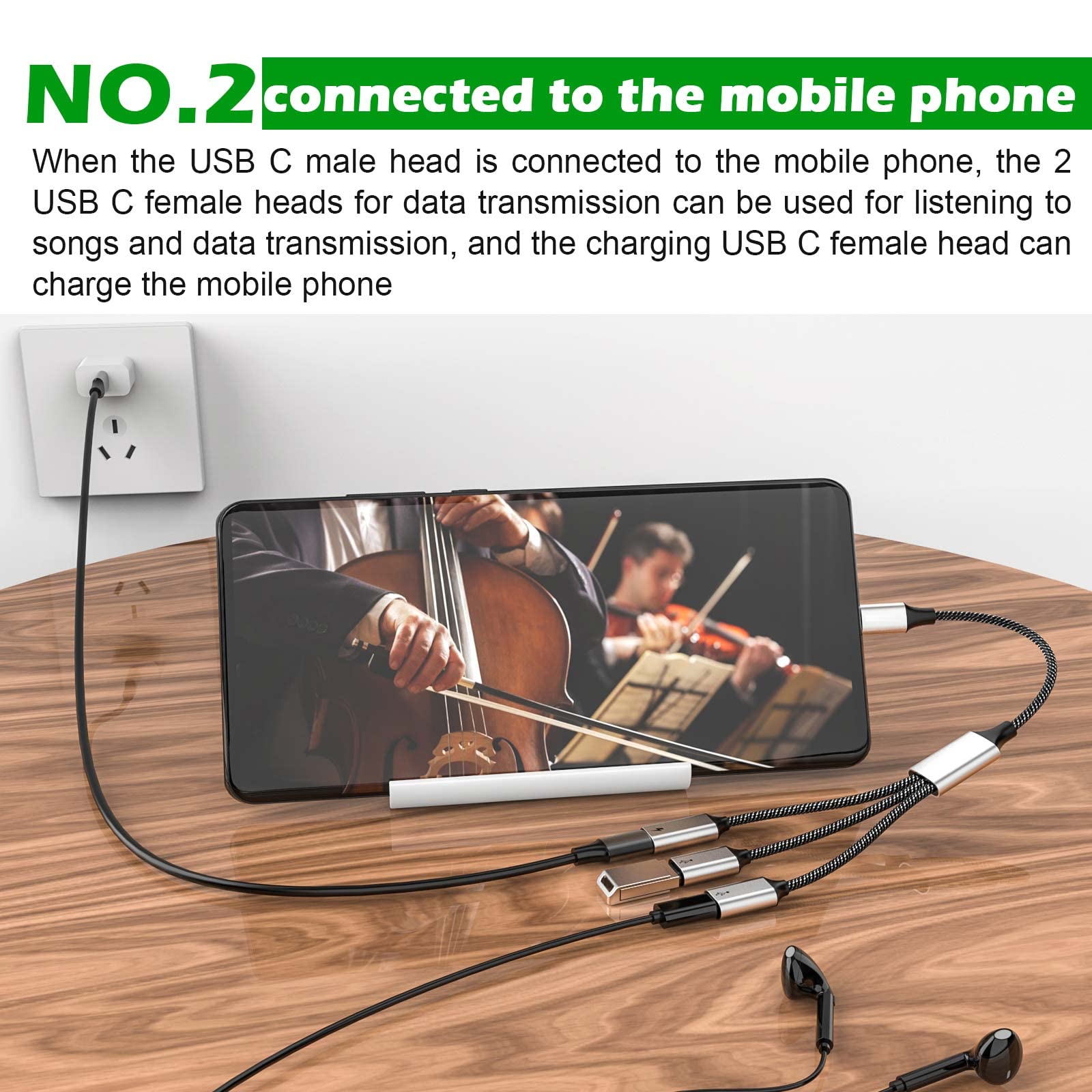 Fidioto USB C Male to Three USB C Female Cable Adapter, 3-in-1 USB C to USB C Female Adapter for Mac,Xbox One Series X/S,PS4,PS5,Laptop