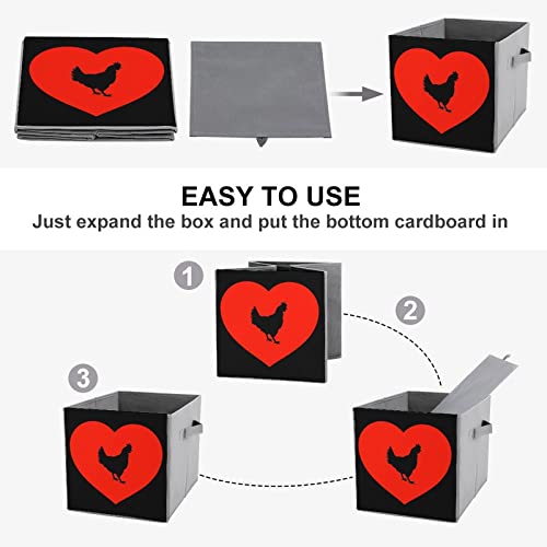 Love Cock Collapsible Storage Bins Basics Folding Fabric Storage Cubes Organizer Boxes with Handles