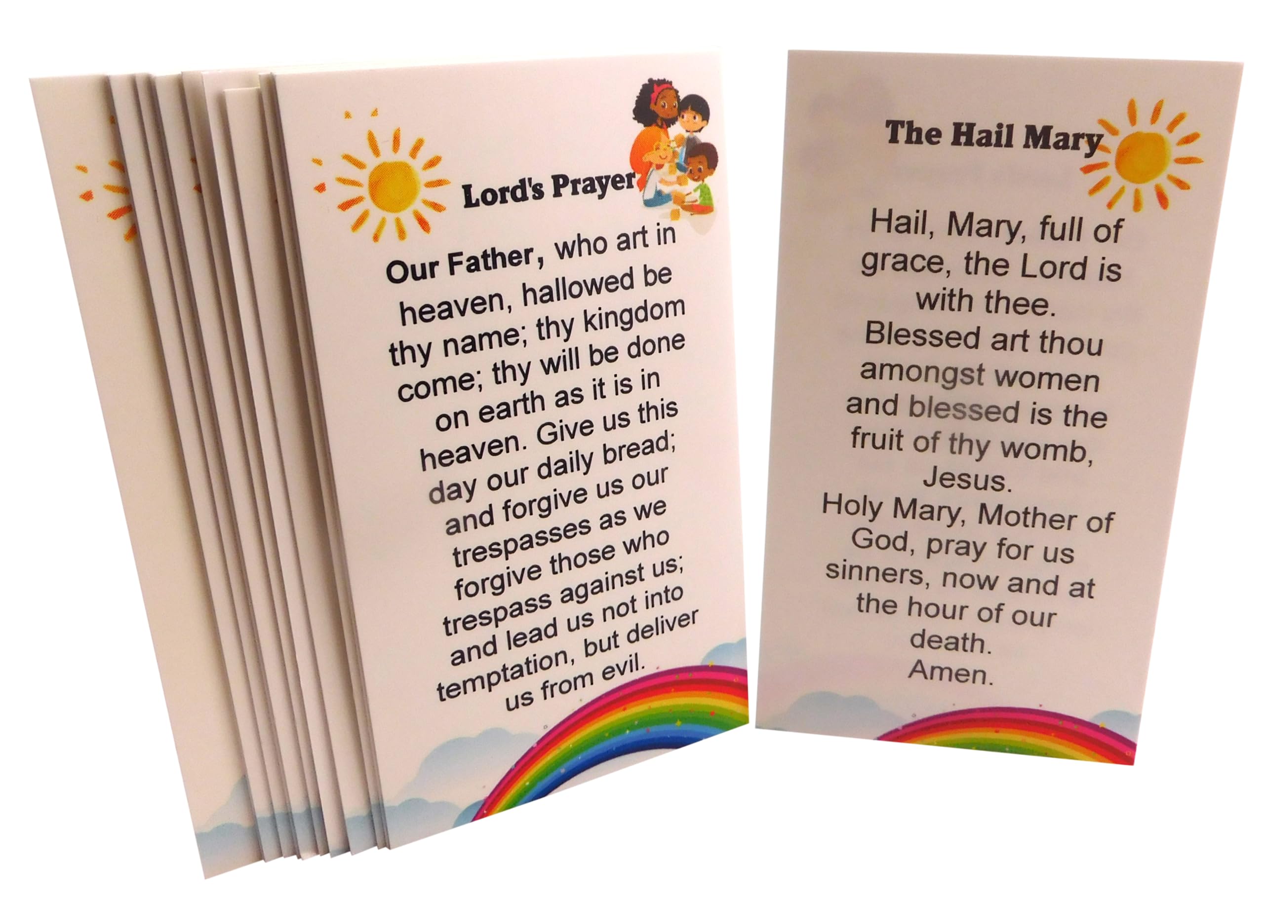 Westmon Works The Hail Mary and Our Father Lords Prayer Childrens Holy Cards Bulk Classroom Pack, Set of 24