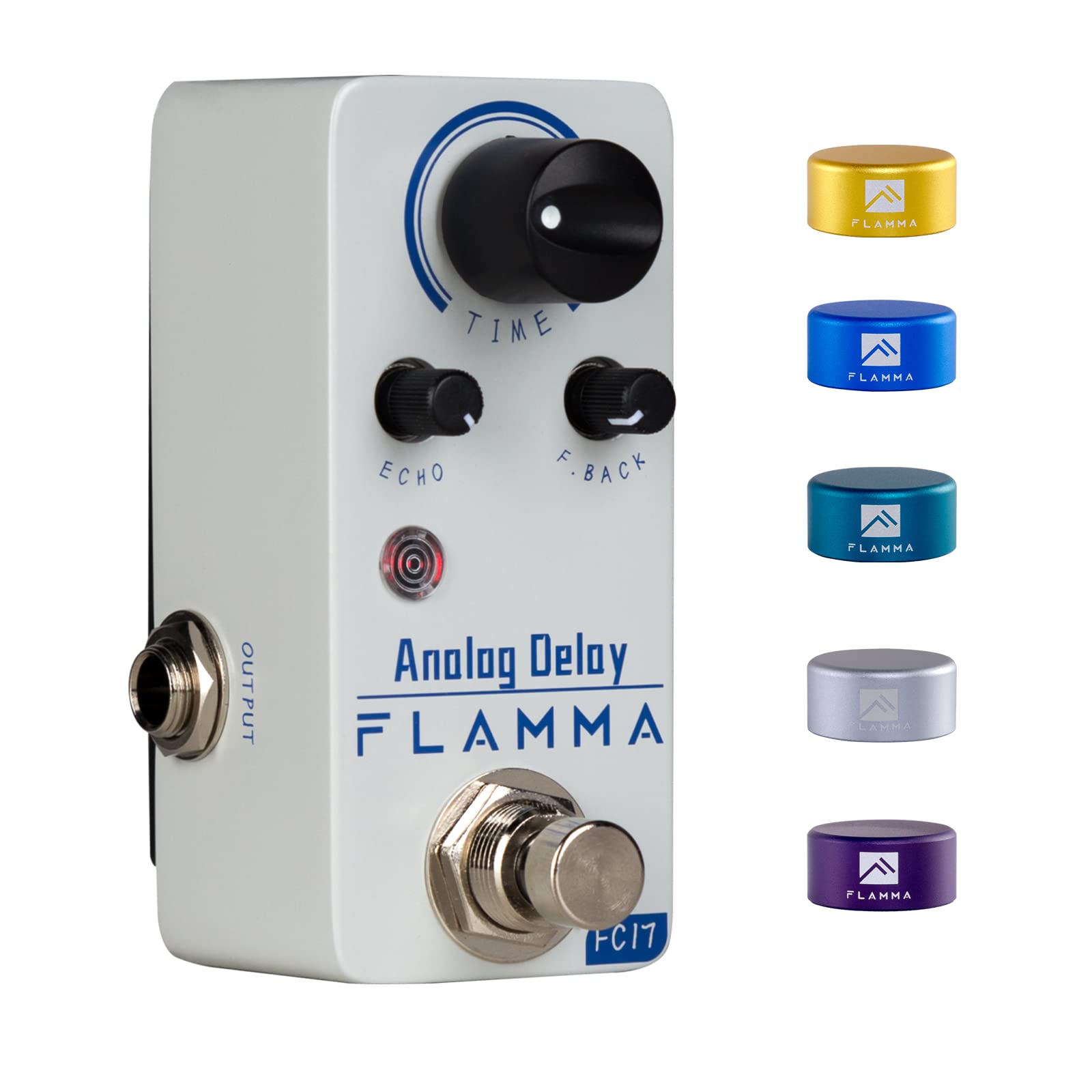 FLAMMA FC17 Analog Delay Pedal with Guitar Pedal Footswitch Toppers 5 Pcs One-Step Installation