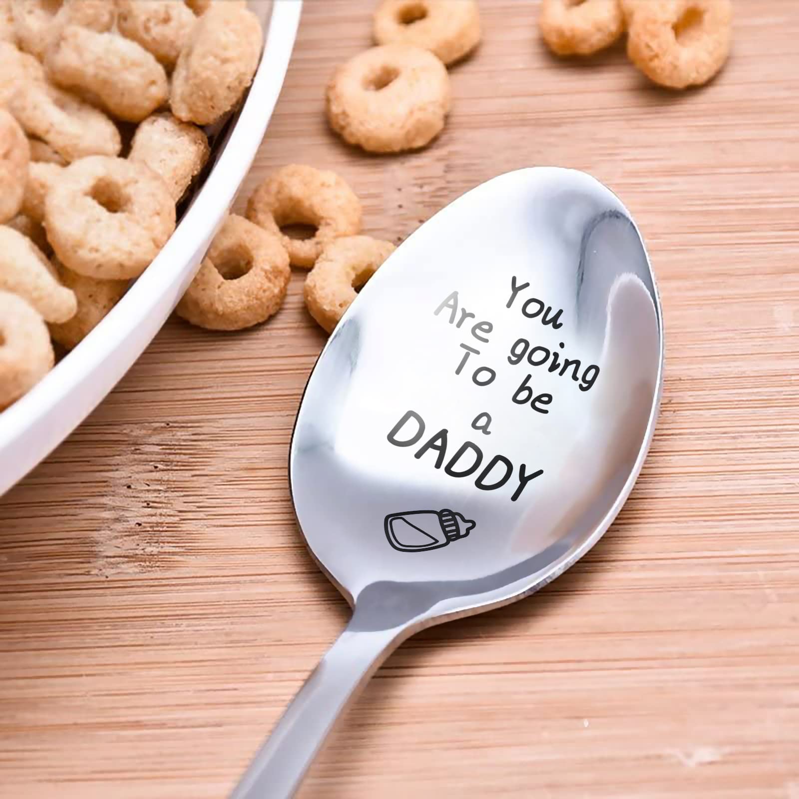 Engraved Stainless Steel Spoon with gift box, You Are Going To Be a Daddy, Pregnancy Reveal Gifts Announcement Spoon Ice cream Spoon For Husband Valentine's day