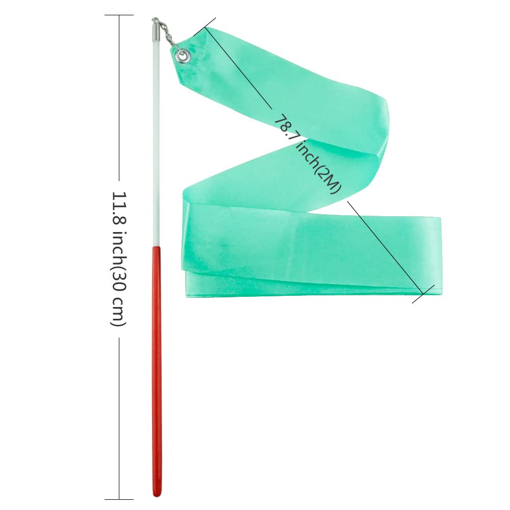 FAZHBARY 2 Pack Blue Rhythmic Gymnastics Ribbon Dance Streamers for Kids Baton Twirling Talent Shows Artistic Dancing Supplies