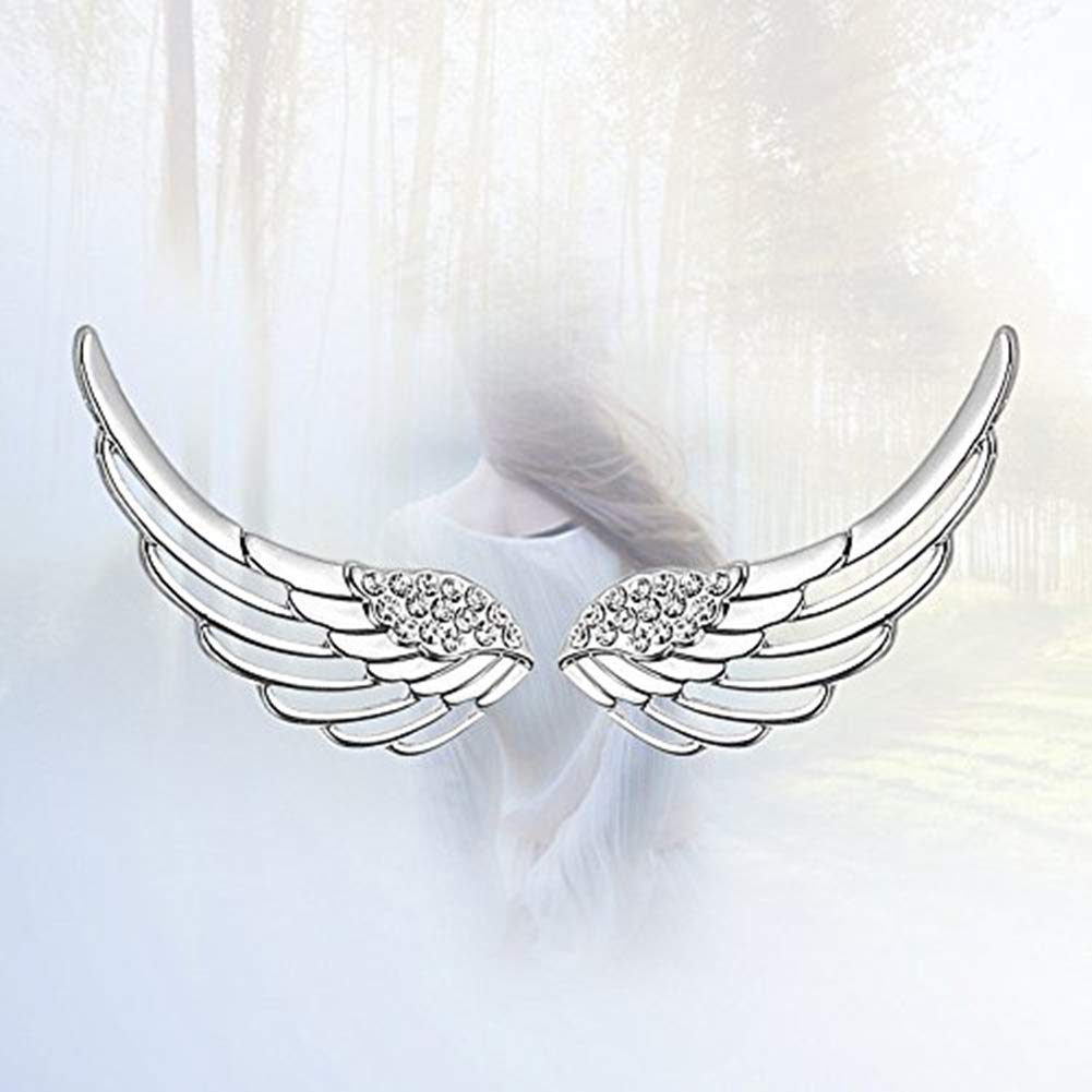 Ear Crawler, Mariafashion Cuff Earrings Sterling Silver Ear Climber Hypoallergenic Ear Wrap Angle Wings Diamond Zircon Stud Earrings