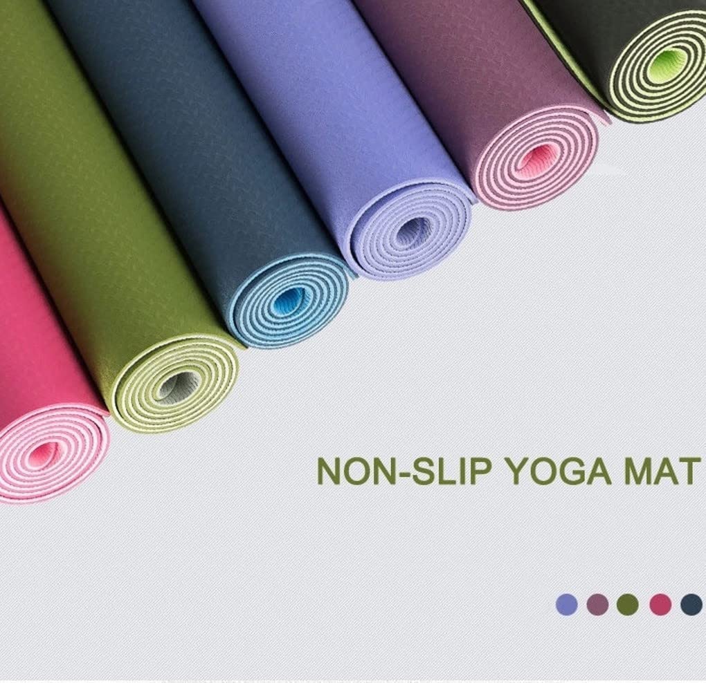 Eco-Friendly TPE Yoga Mats Fitness Gym 8 mm Thick Exercise Gym Mat Non Slip (Orange)