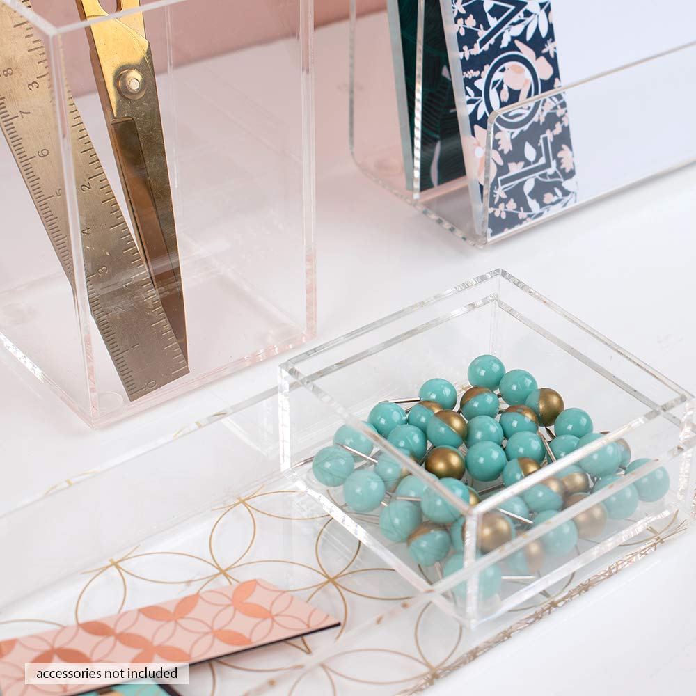 Erin Condren Designer Desk Accessories - Mid Century Circles Acrylic Nesting Desk Organizer Set of 4. Store Accessories Paper & More in One Convenient Organizer, For Elevated Desk Functionality