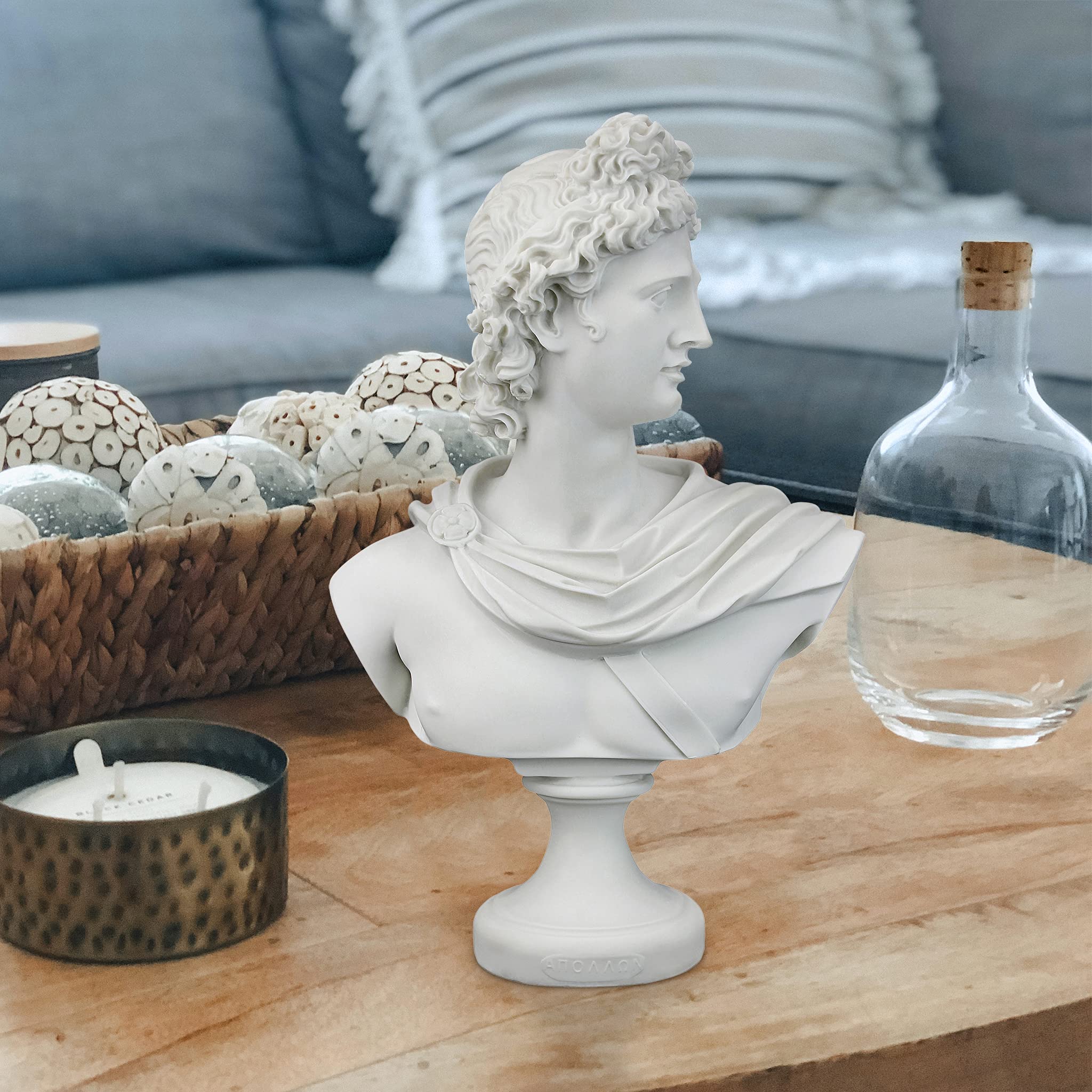 Design Toscano Apollo Belvedere Bust Statue, Single, White Twin