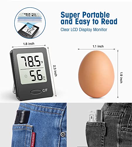 Indoor Hygrometer Thermometer, Room Thermometer with Large LCD Display, Temperature Humidity Sensor with Comfort Indicator, Humidity Monitor for Home Office