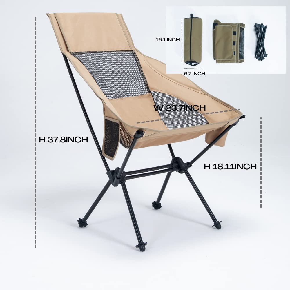 DOKICAMP Camping Chair 330 lbs Capacity Heavy Duty Compact Portable Folding Chair Chair P1 (Army Green)