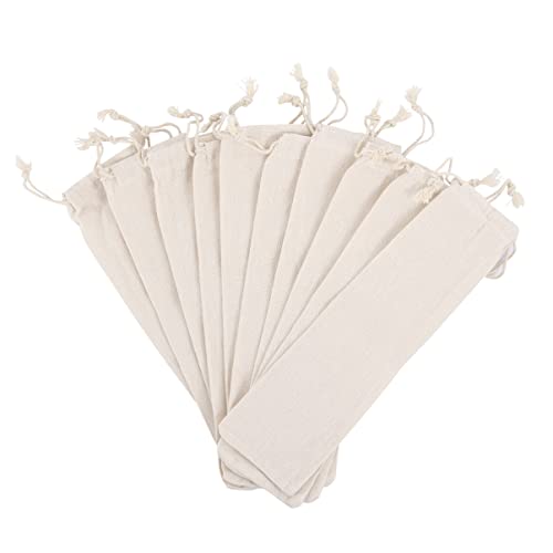Hemoton 30Pcs Straw Travel Carrying Case Cotton and Linen Pouch Bag Portable Travel Cutlery Bag for Stainless Steel Drinking Straws Cutlery Fork Spoon Storage