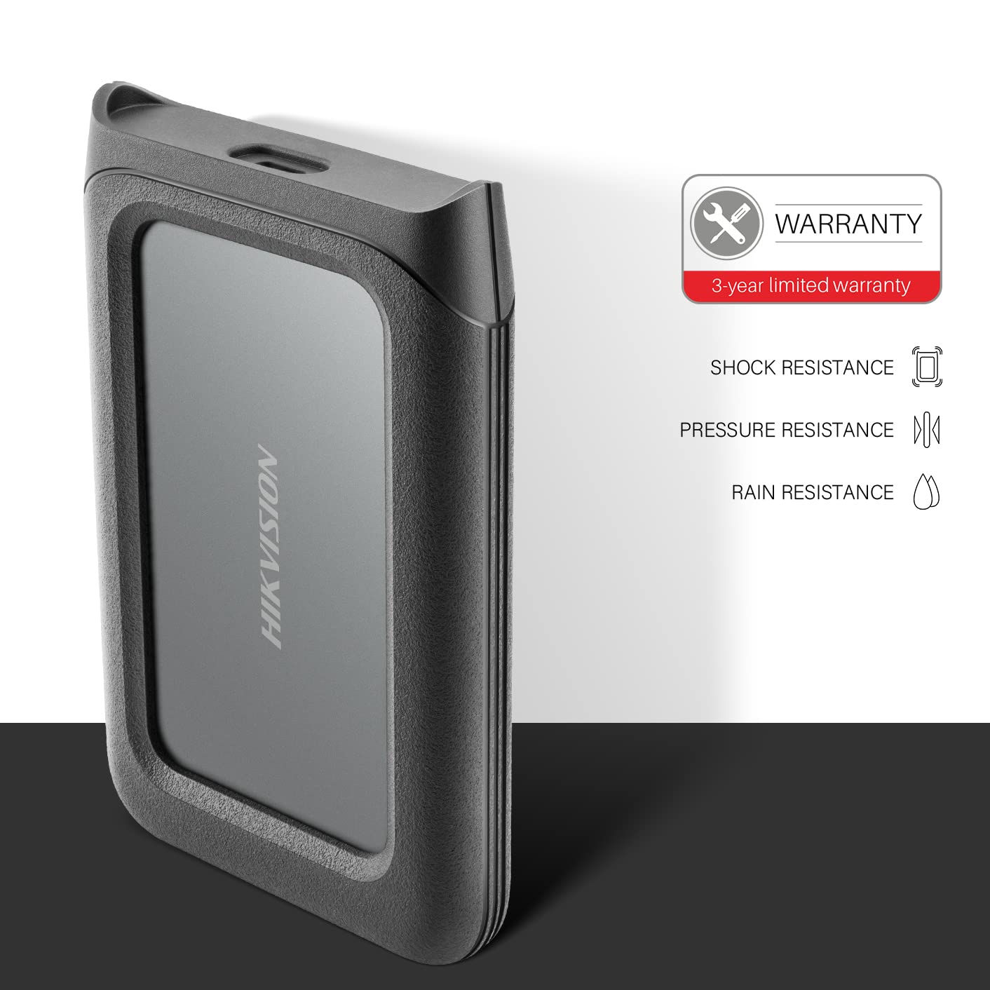 Hikvision Professional External Hard Drive 2TB Portable HDD USB-C, USB 3.2 Gen 1 Drop-Proof, Rain Proof, Dust-Proof, Rugged, Durable HDD for Mac/PC/PS4/Xbox/Android Phone HD-S30