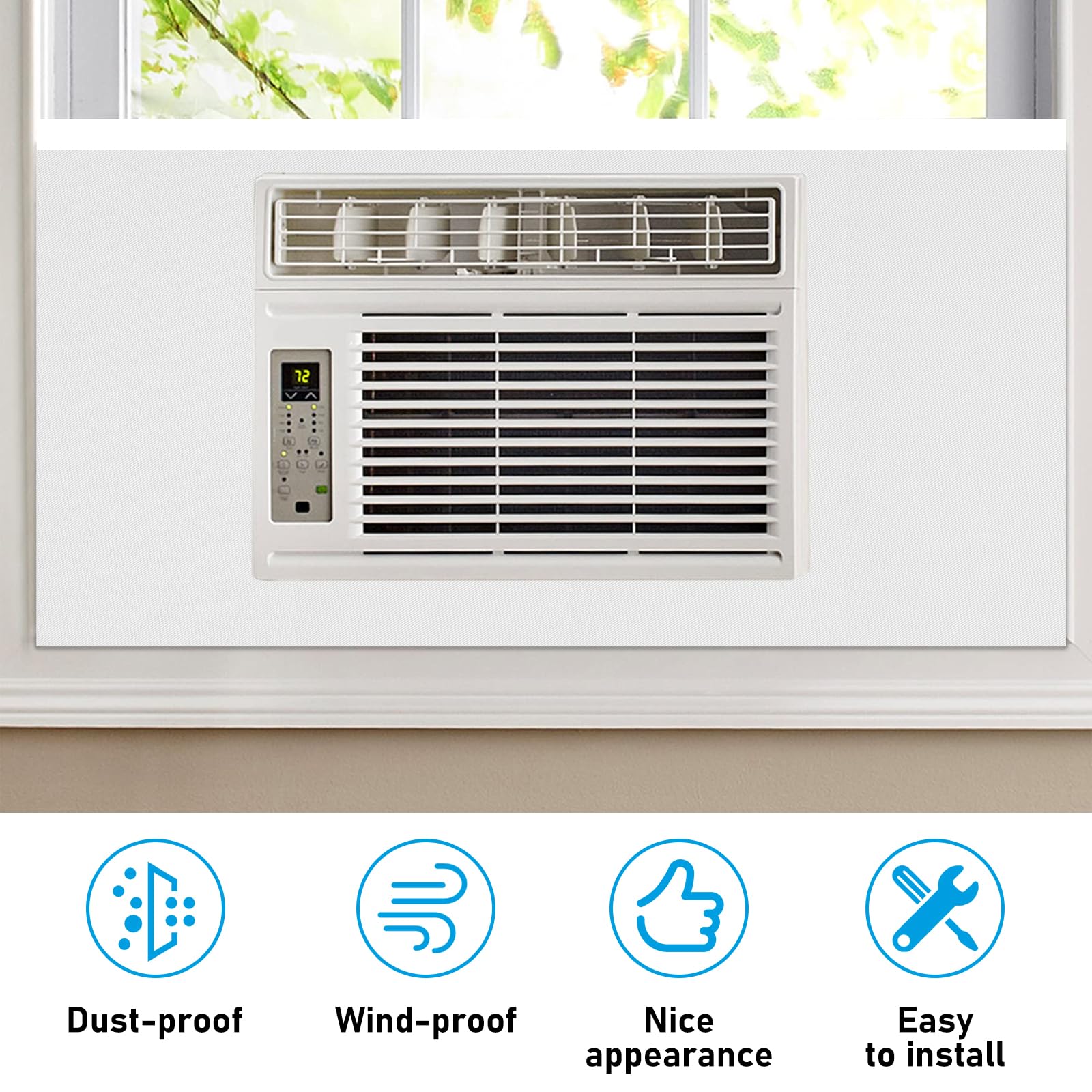 Gpaentsn AC Insulation Side Fabric Seal Vent Kit, Window Air Conditioner Seal Vent Kit with Top Seal Strip, Adjustable