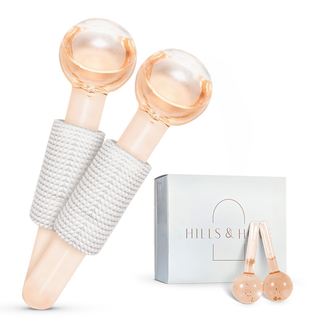 Hills & Home Ice Globes for Facial | Cryo Sticks for Face | Skin Care for Dark Circles, Puffiness, Collagen Production | Ice Roller for Face and Eyes Set of 2