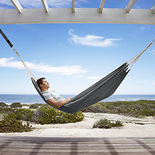 Gold Armour Hammock, Brazilian Style Hammock with Tree Straps for Hanging Durable Hammock, Portable Single Double Hammock for Camping Outdoor Indoor Patio Backyard (Dark Gray)