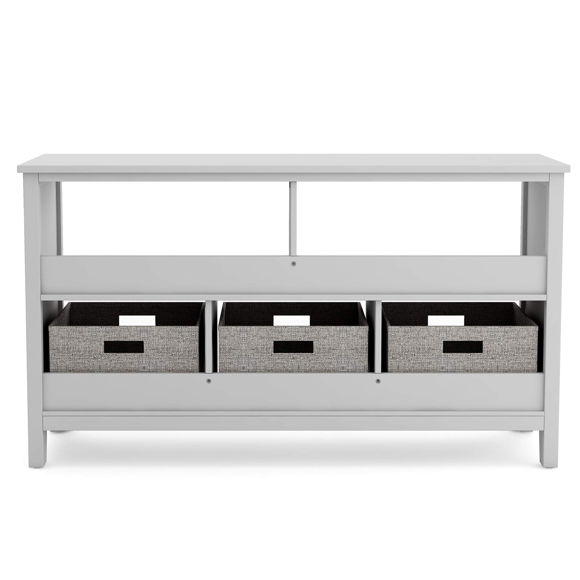 Martha Stewart Kids' Low Bookcase (Gray) - 24 Inch Wooden Storage Organizer Cubby with Fabric Bins for Playroom and Bedroom