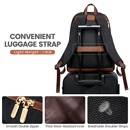 LOVEVOOK Laptop Backpack 15.6 Inch, Water Resistant Travel Backpack for Women Men,College Work Business Back Pack, Black
