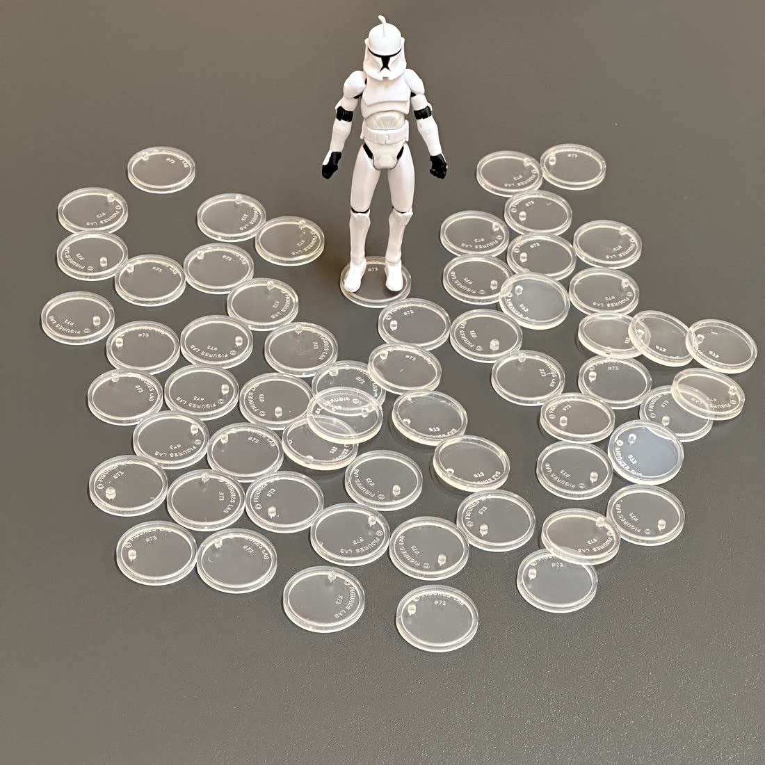 FIGURESLAB 60Pcs 25mm wide Round Clear Figure Display Stand Base Fit for 3.75” MODERN Star Wars / MODERN Gi Joe /Marvel Legends Action Figure toy
