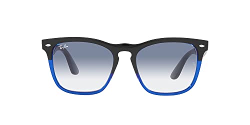 Ray-Ban RB4487 Steve Square Sunglasses, Black on Transparent Blue/Clear Gradient Light Blue, 54 mm