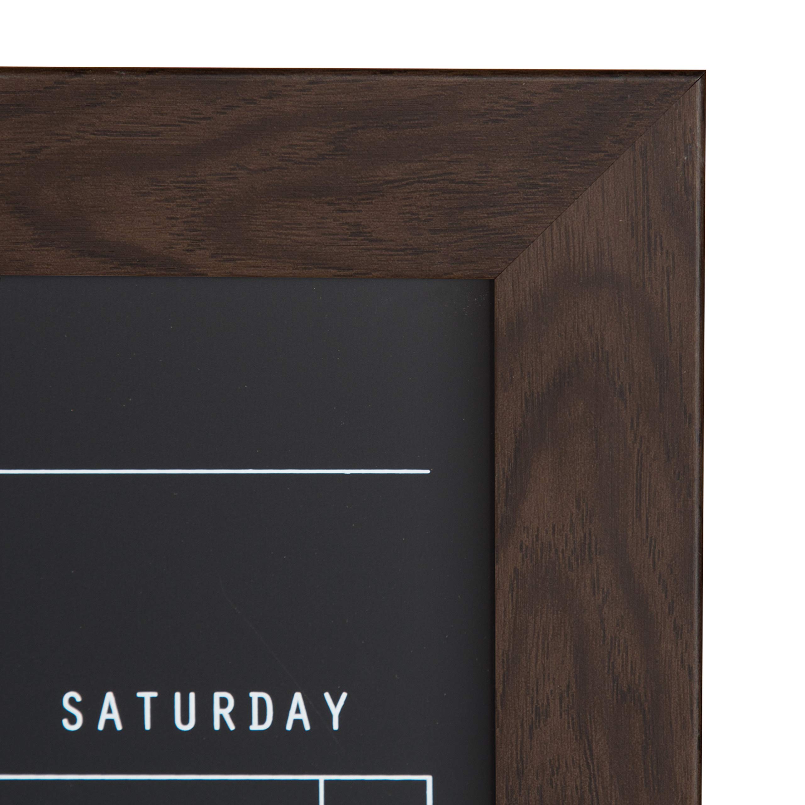 DesignOvation Beatrice Framed Magnetic Chalkboard Monthly Calendar, 23x29, Walnut Brown