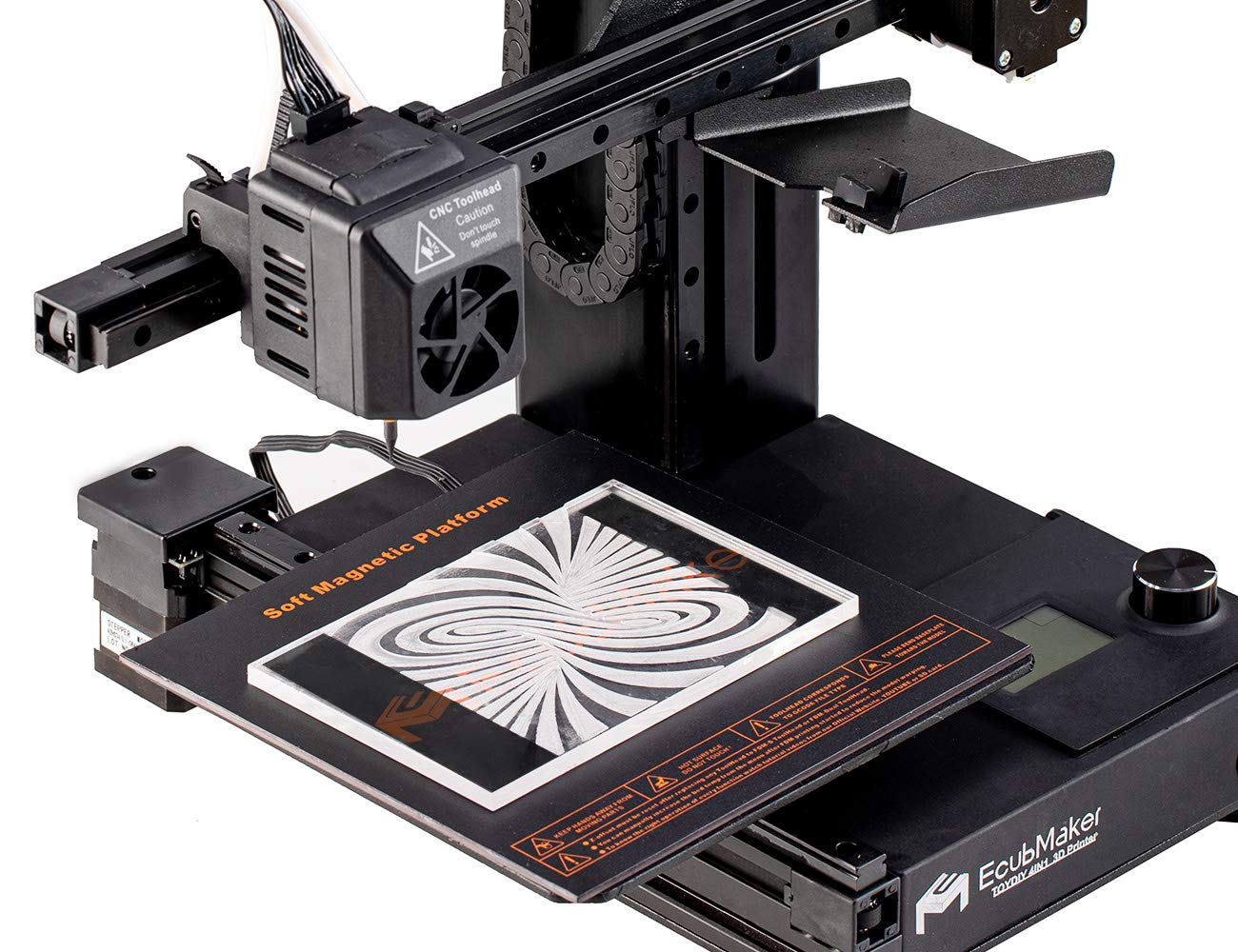 EcubMaker TOYDIY 4-in-1 3D Printer (Dual-Color 3D Printing/Laser Engraving/CNC Carving), Auto Leveling, Upgraded Version(180 x 180 x 180mm)