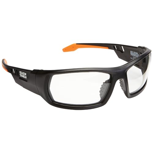 Klein Tools 60163 Safety Glasses, Professional PPE Protective Eyewear with Full Frame, Scratch Resistant and Anti-Fog, Clear Lens, 5.6 x 4 inch