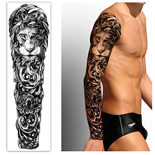 Extra Large waterproof Temporary Tattoos 8 Sheets Full Arm Fake Tattoos and 8 Sheets Half Arm Tattoo Stickers for Men and Women (22.83"X7.1")
