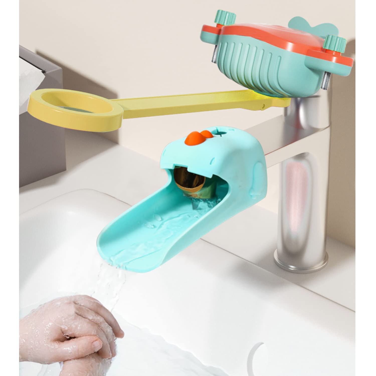 Gloexeolg Faucet Handle Extender and Faucet Extender Set for Toddlers Kids Hand Washing (Cyan)
