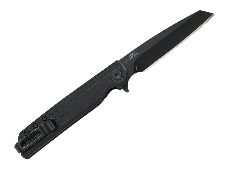CRKT LCK + Folding Pocket Knife: Folder with Liner Lock, Black Plain Edge Sheepsfoot Blade, Reinforced Nylon Handle with Pocket Clip 3802K
