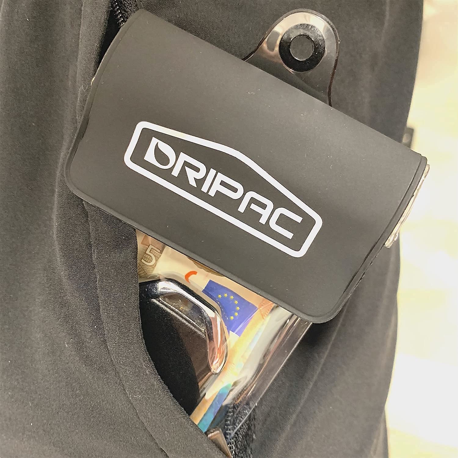 DRIPAC Waterproof Car Key FOB Case Waterproof Wallet Waterproof Holder Pouch for Key ID Badge Credit Card Money(Black)