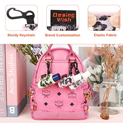Desing Wish Chapstick Holder Keychain Sleeves Fluffy Leopard Print Lip Balm Holder Keychain Cute Portable Anti-Lost Chapstick Key Chain Holders 6 Pack (2 Pink/ 2 Yellow/ 2 White)