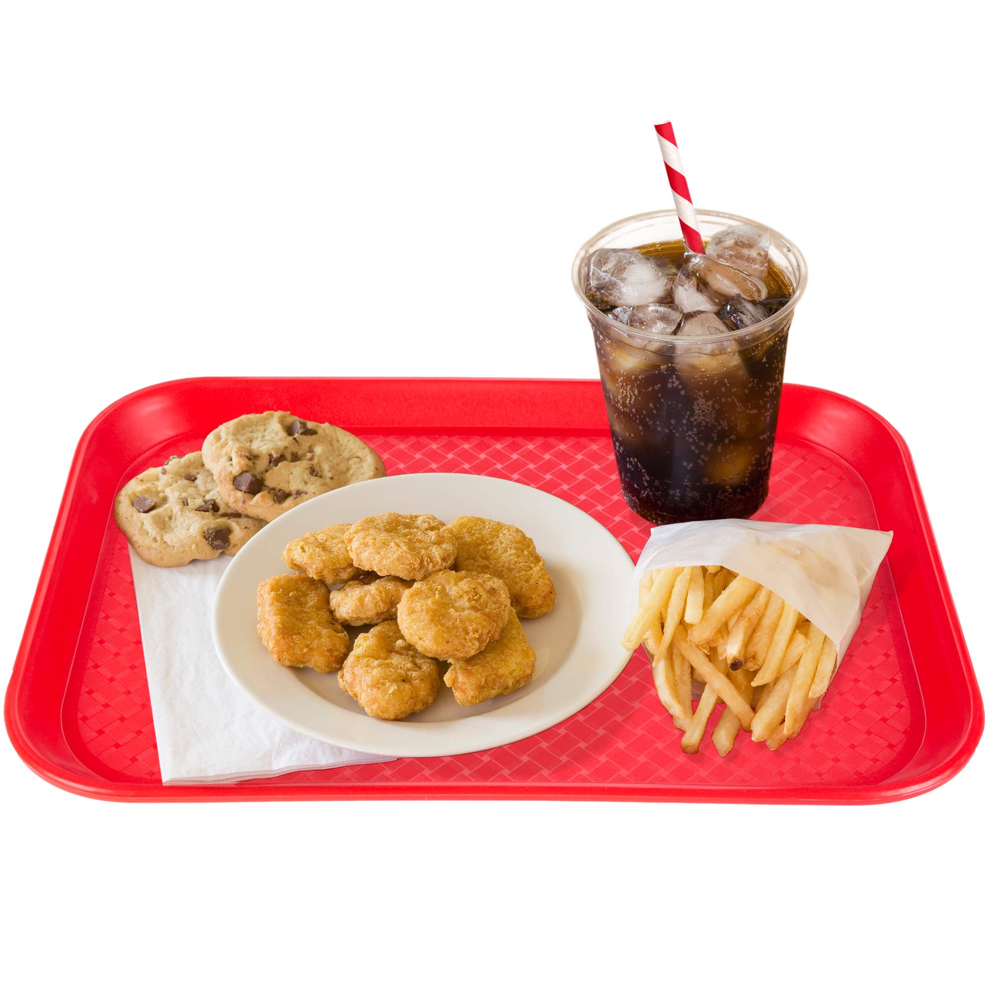 Fast Food Cafeteria Tray | 14 x 18 Rectangular Textured Plastic Food Serving TV Tray | School Lunch, Diner, & Commercial Kitchen Restaurant Equipment (Blue)