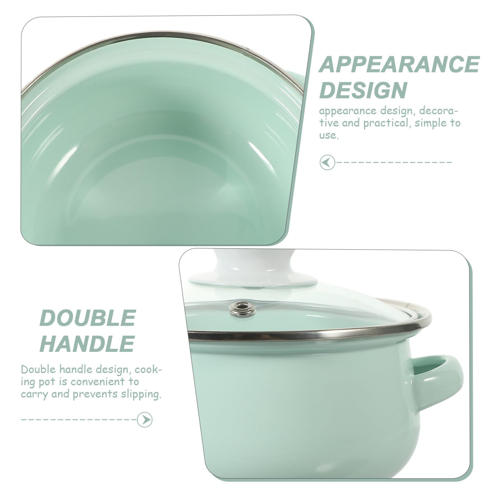 Luxshiny Enamel Stock Pot Set Enamelware Cooking Pot 3pcs Binaural Soup Pot Flat Bottom Pots with Lids Nonstick Gas Stove Cookware for Home Kitchen Restaurant Blue
