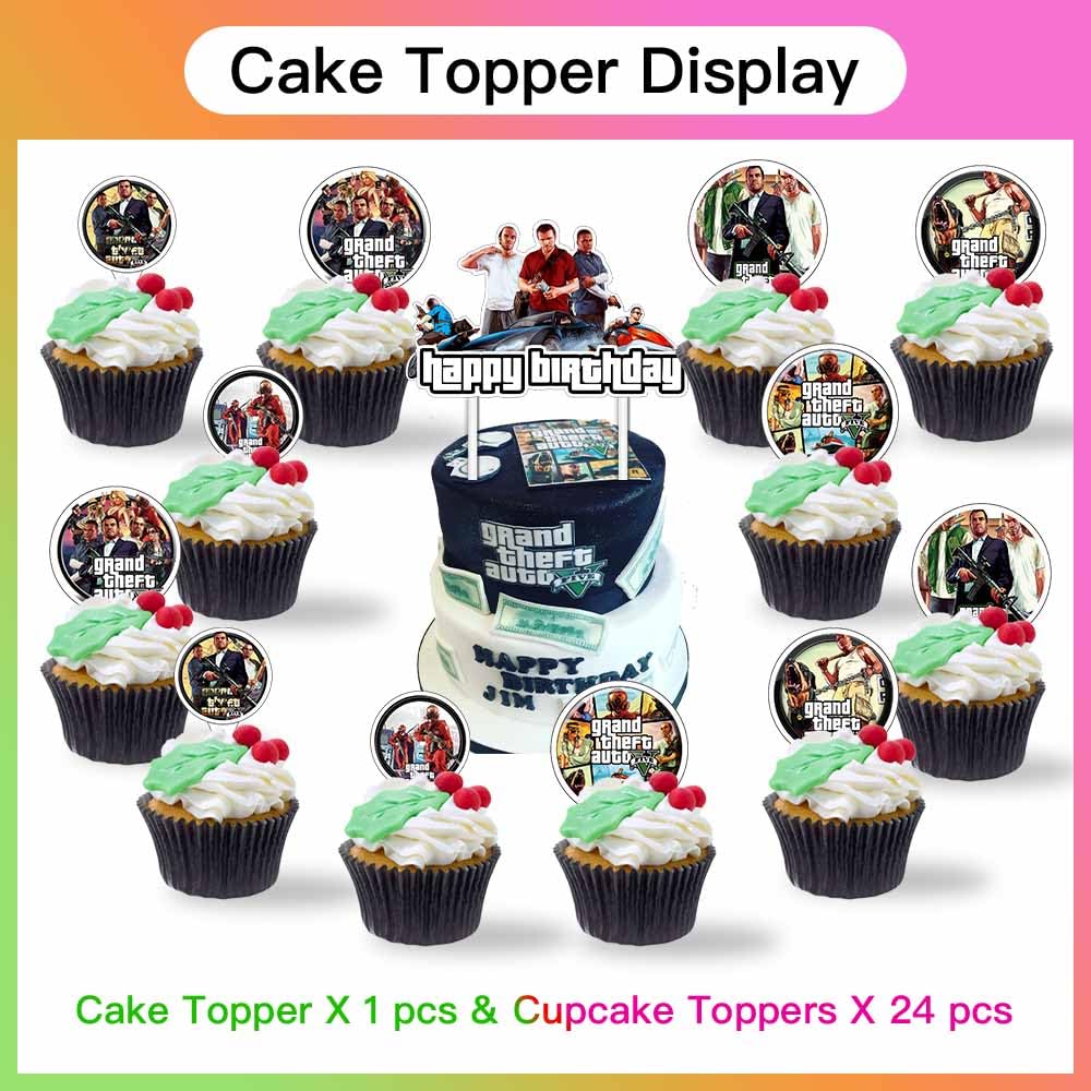 GTA Party Supplies Decorations Cake Topper Birthday Backdrop Background Decor