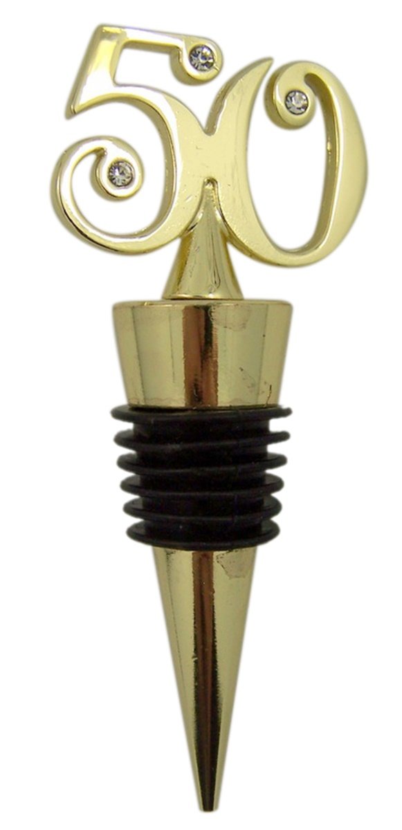 Gold Toned Metal 50 Charm Top Wine Bottle Stopper, 3 1/2 Inch