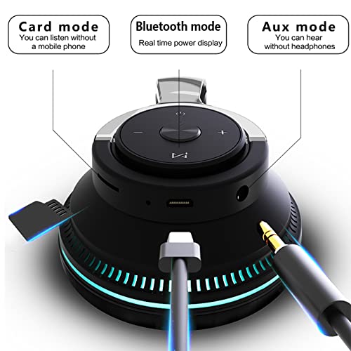 Lovskoo Bluetooth Headphones Over-Ear, Adjustable Wireless Headset with Mic, Noise Cancelling Headphones, Lightweight Head-Mounted Wireless Headphones with Deep Bass, Hi-Res Audio, Cool Stuff (Navy)