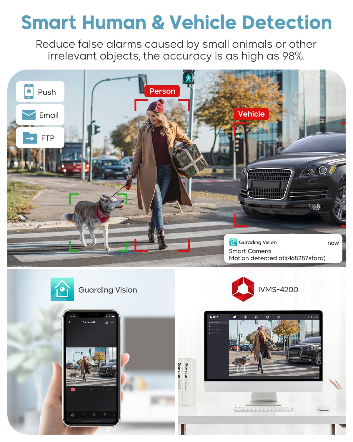 HITOSINO 8MP IP PoE Camera, 1/2.5 Progressive CMOS Sensor Dome Camera, 2.8mm Wide Angle Len, Human/Vehicle Detection, 98ft Night Vision, H.265+