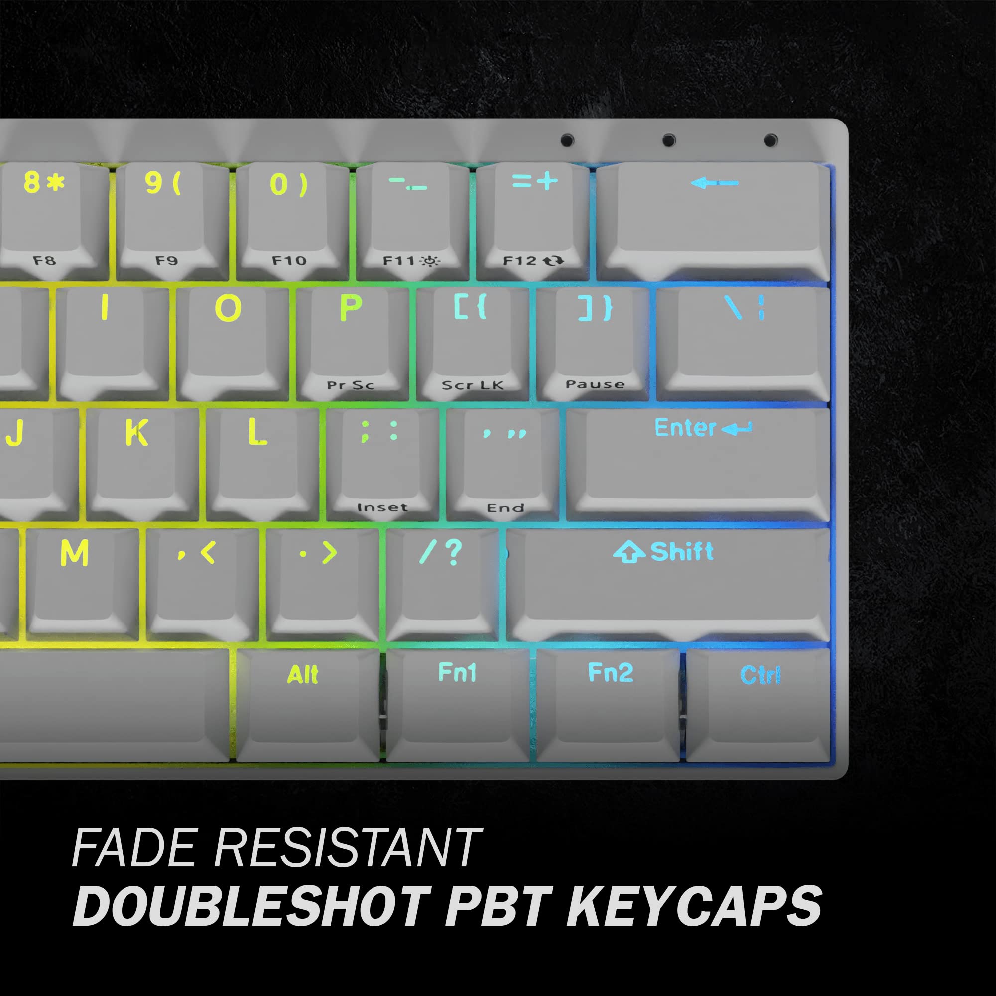 DURGOD HK Venus RGB Mechanical Gaming Keyboard | 60% Layout | USB C Wired | Doubleshot PBT Keycaps | Cherry Profile | NKRO Rollover | Windows & Mac | Aluminium Chassis| Gateron Blue, White