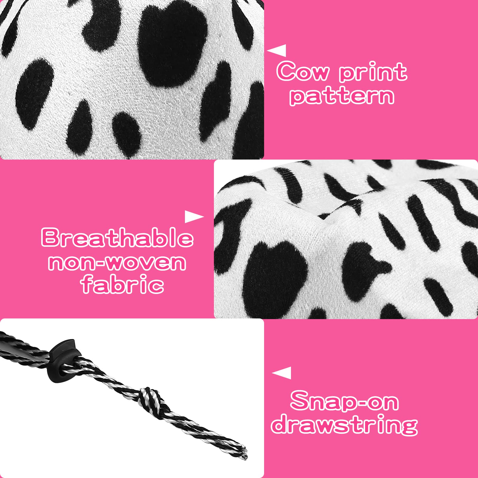 Dollger Cow Print Cowboy Hat for Women and Men: White and Black Cowboy Hat with Clear Glasses for Party