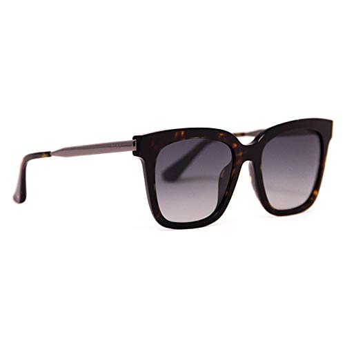 DIFF Bella Designer Square Oversized Sunglasses for Women UV400 Polarzied Protection w/giftable travel case, Amber Tortoise + Steel Gradient
