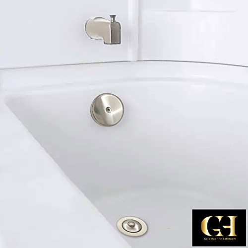 Gold-Hao-The-Bathroom Single Hole Bathtub Drain Overflow Plate - Overflow Drain Cover | Tub Drain Cover with Three Matching Screws/Bathtub Overflow Drain Cover with Adapter (Brushed Nickel)