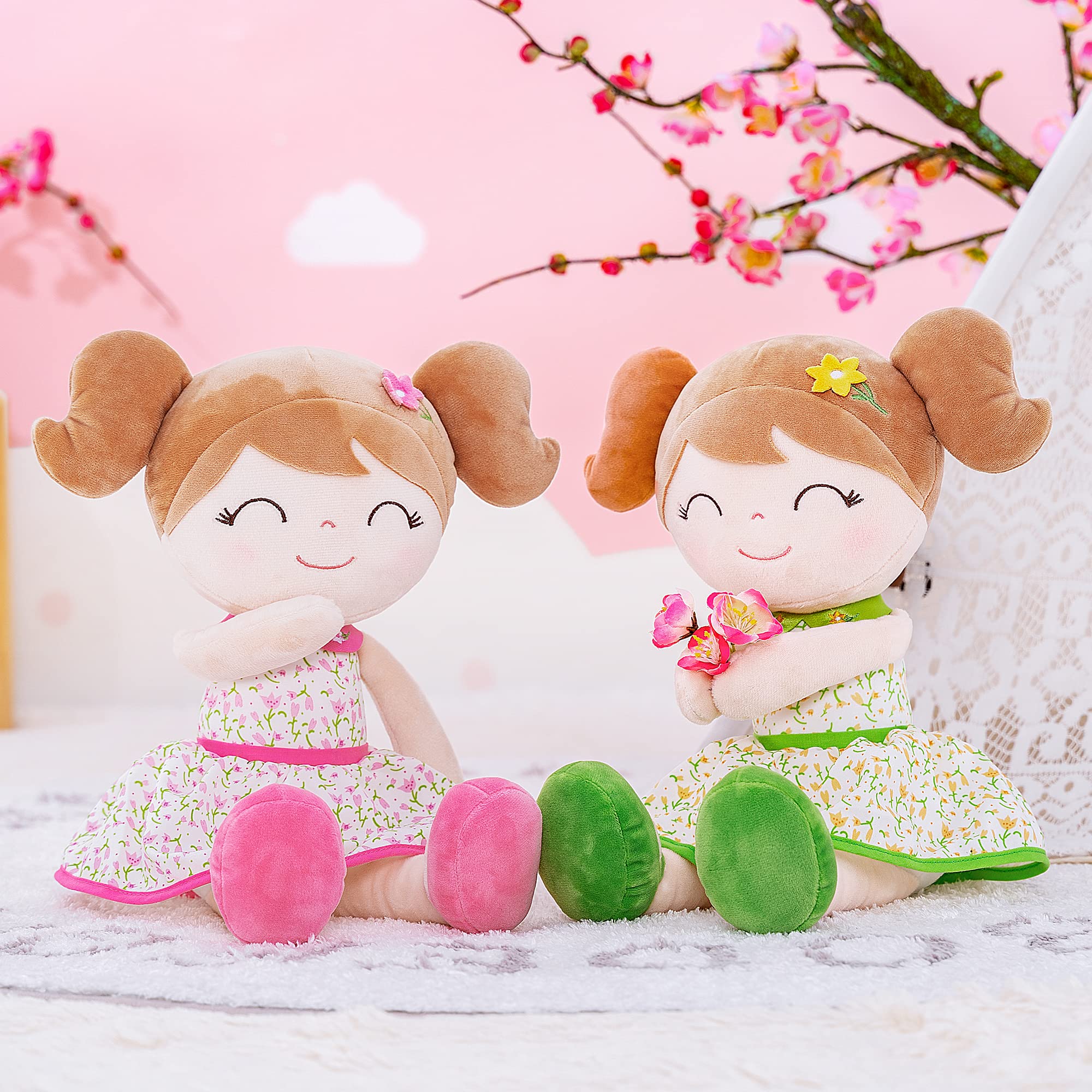 Gloveleya Personalized Doll with Your Name - Cute Green White Color Custom Soft Plush Doll for Girls Plush Doll Customized Gifts
