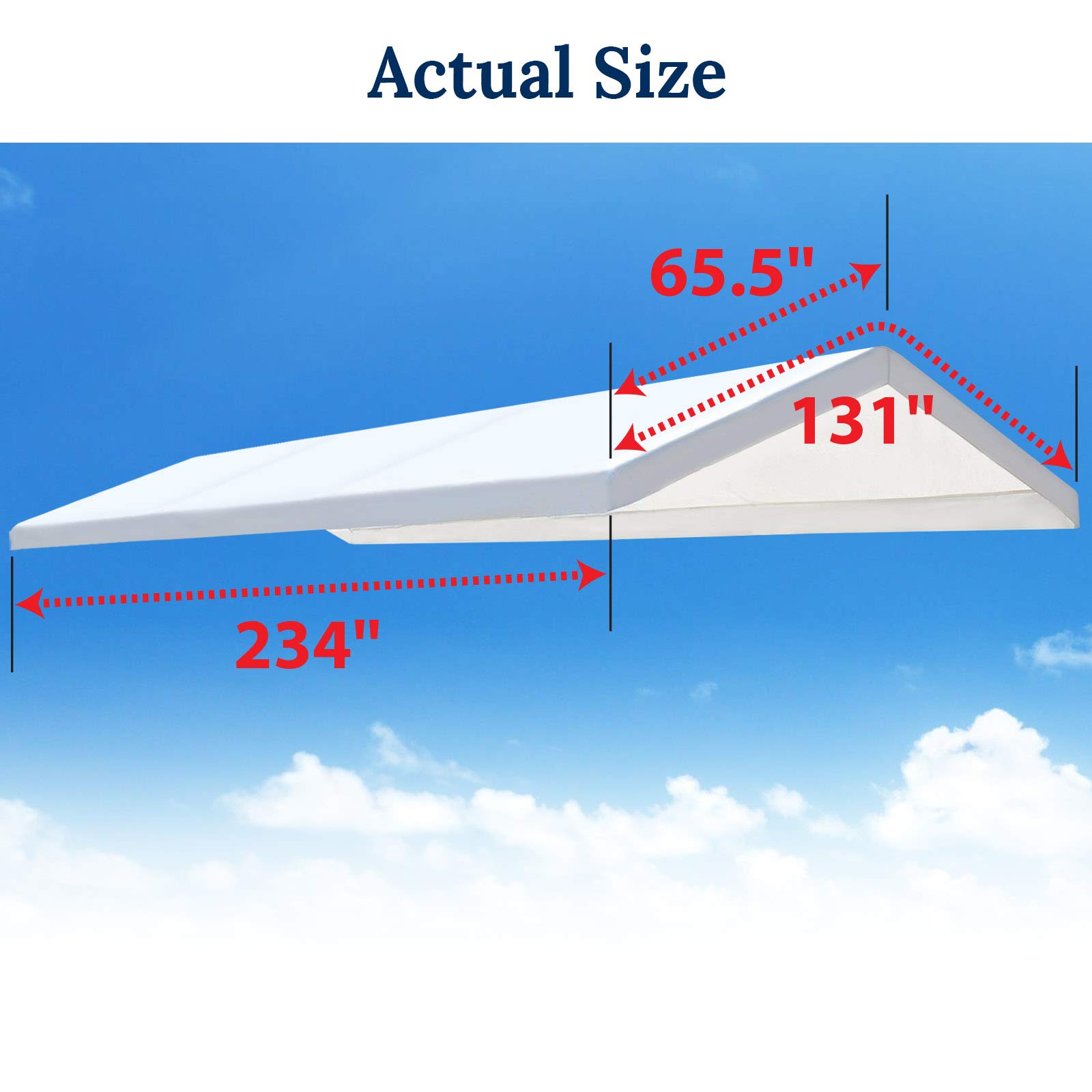 Strong Camel Outdoor 10x20 Replacement Canopy Roof Cover Valanced Carport Covers (10'x20', White)