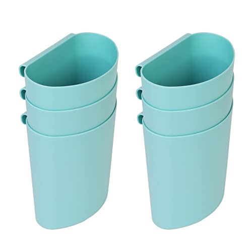 JAKAGO 6-Pack Little Hanging Bucket - Hanging Cup Holder for Rolling Cart Shelf Wall Storage Box for Kitchen Living Room Bathroom Desktop Cleaning Trash Can(Teal)