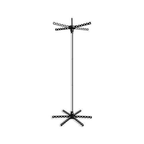 Lreros Clothes Drying Rack,59-Inch Clothes Drying Rack Folding Indoor,Laundry Drying Rack with 6 Rotatable Arms for Hanger, 6 Legs, Stainless Steel, for 18 Pieces of Clothes, Black