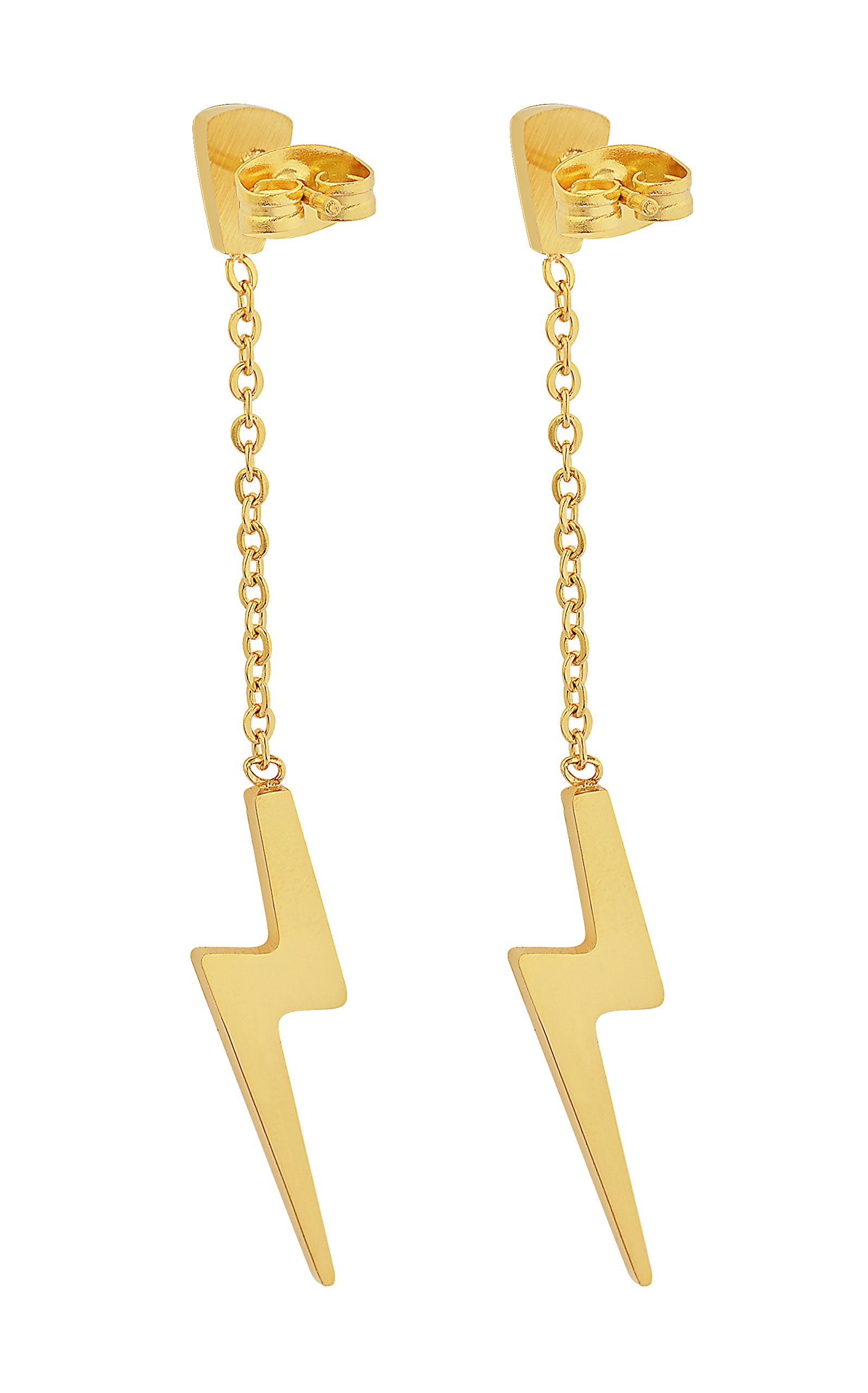 Edforce Stainless Steel Women's Lightning Bolt Dangle Earrings, 60mm/2.4in (Gold)